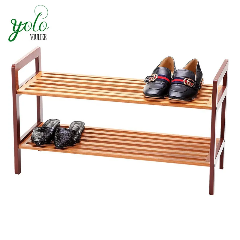 3 Tier Natural Bamboo Shoe Rack - Stackable Storage Shelf With Multi ...