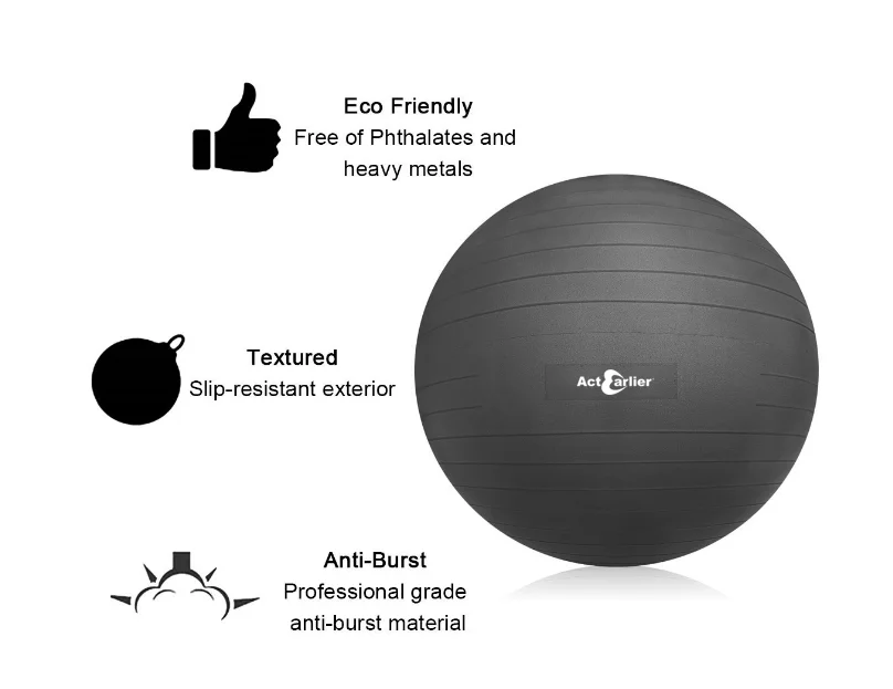 Yoga Exercise Ball - Balance & Stability with Ring & Pump