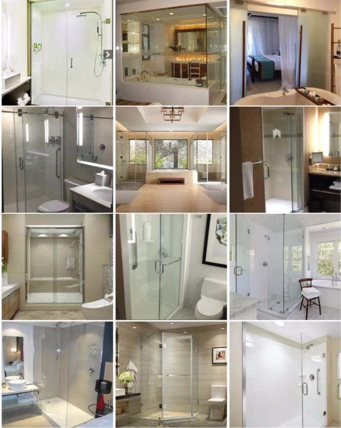 Hotel Shower Enclosure 3 Panel Sliding Glass Door Frosted Glass ...