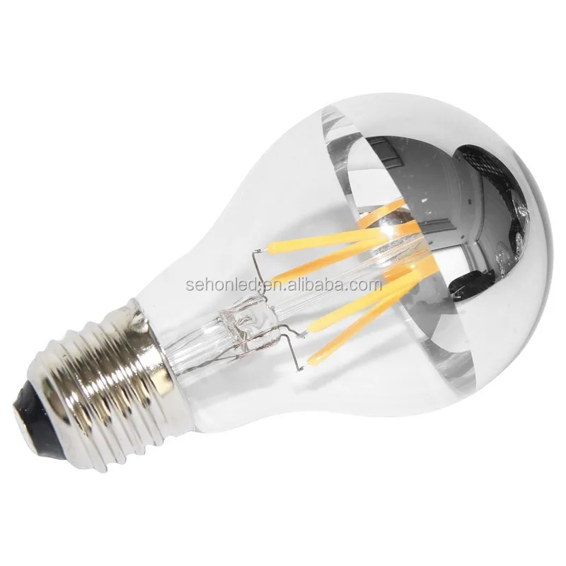 Led Filament Bulb A60 E27 Half Mirror Silver Coating Led Lighting Lamp ...
