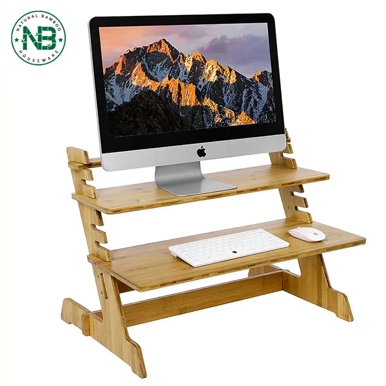 Bamboo Monitor Riser - Adjustable & Stylish Height Stand