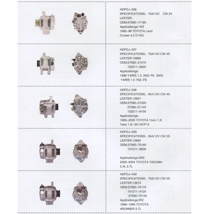 用于丰田 27060-17140 27060-17010 汽车交流发电机的 70A 12 V 汽车交流发电机零件| Alibaba.com