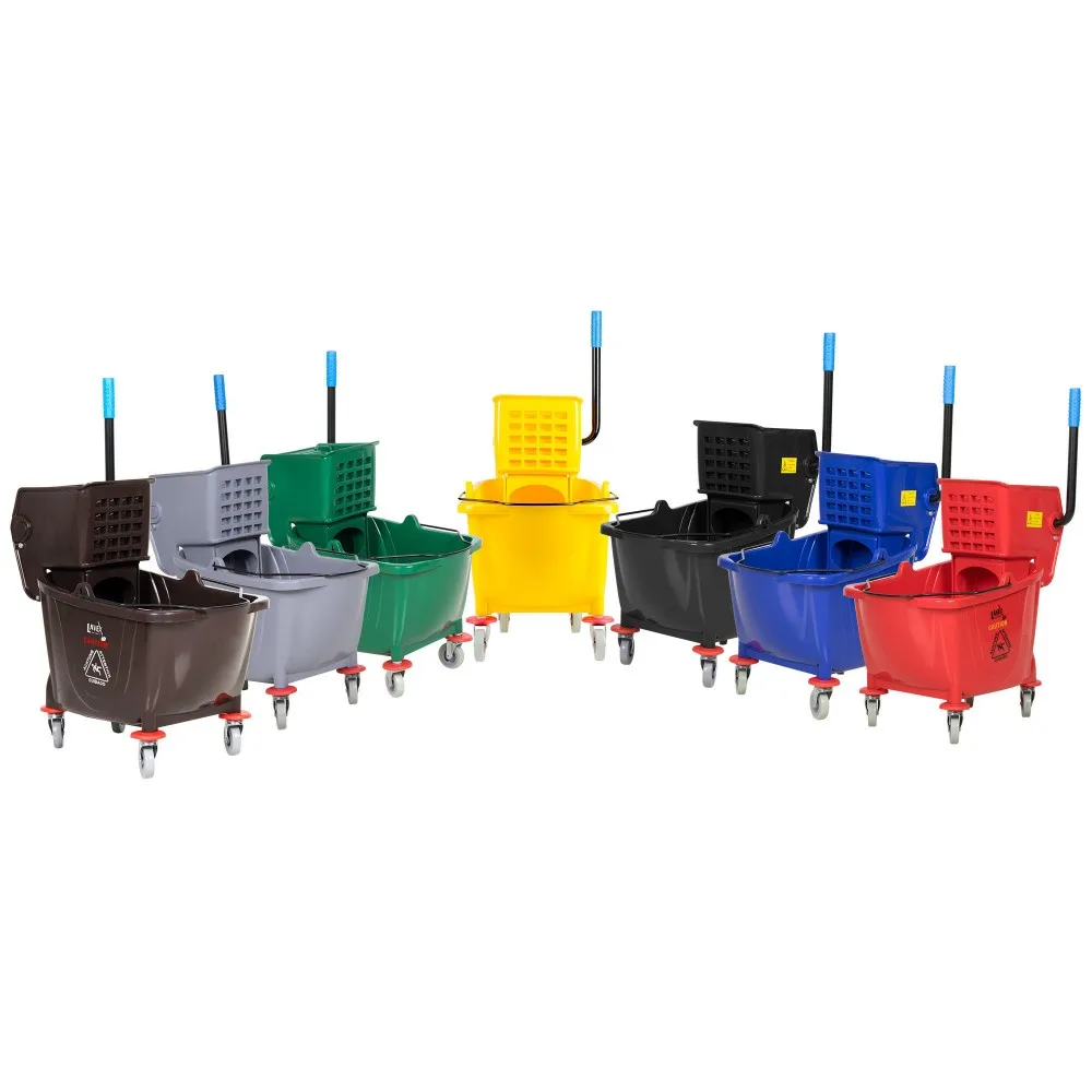 Color Coded Dual Mop Bucket With Wringer For Floor Cleaning - Buy Mop ...