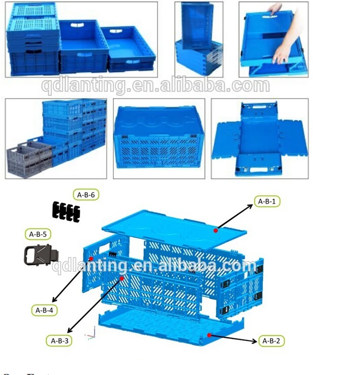 500*300*230mm Plastic Collapsing Folding Crate Plastic Storage Folding ...