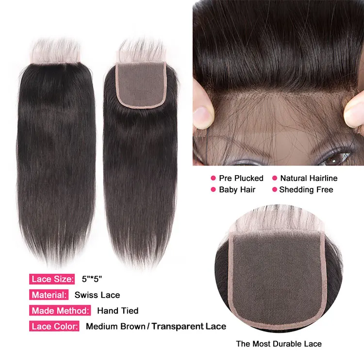 Aosun Ear To Ear Silk Base Human Hair Lace Closure,Wholesale 4x4 5x5 ...