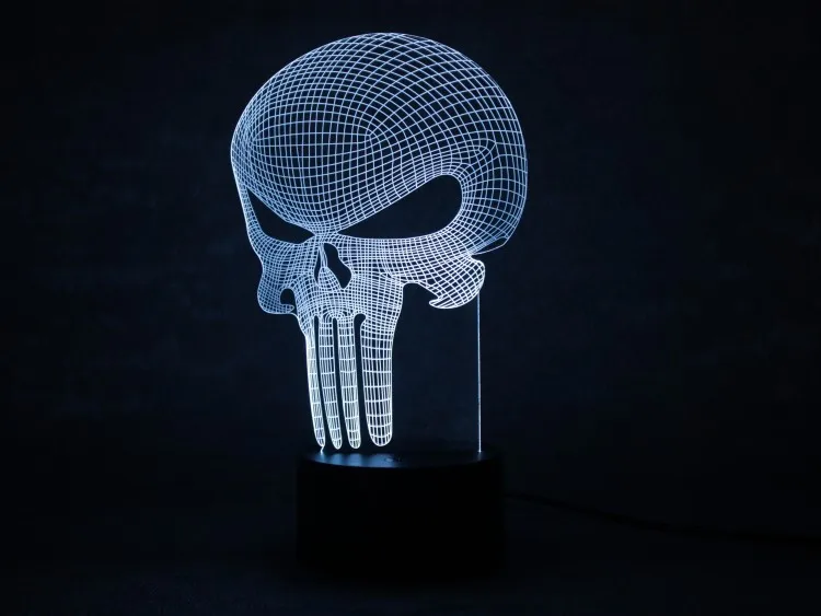 3d Led Punisher Skull Lighting Great Night Light With A Soft Glow For ...