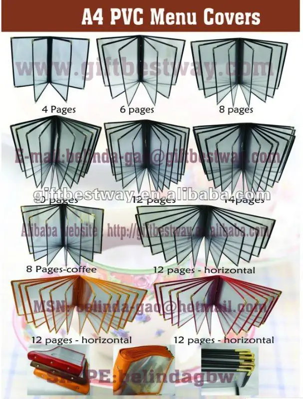 8 Pages A4 PVC Menu Holder - Durable Plastic Menu Covers