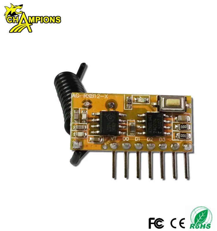 Learning Code 433mhz Rf Wireless Receiver Module with Syn470 Ic AG-RXB12