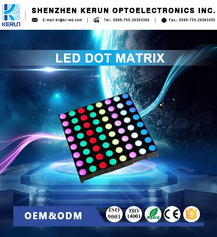 Indoor 1.9mm 0.78inch 20*20mm 8x8 Led Dot Matrix Display - Buy Led Dot ...