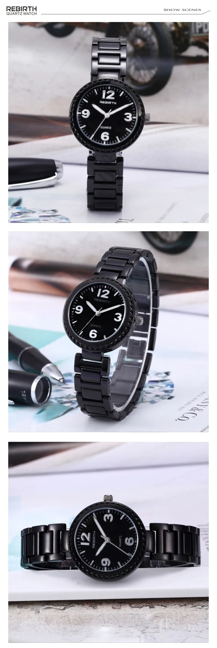 Rebirth New Designer Women's Wristwatches Fashion Women Casual Black ...