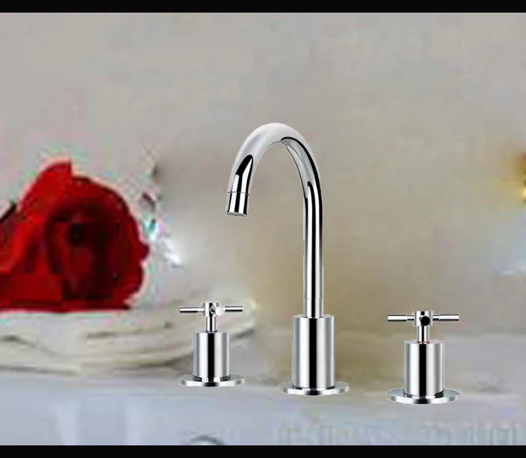 Deck Mounted Goose Neck Gold Chrome Hot And Cold Bathroom Mixer Tap ...