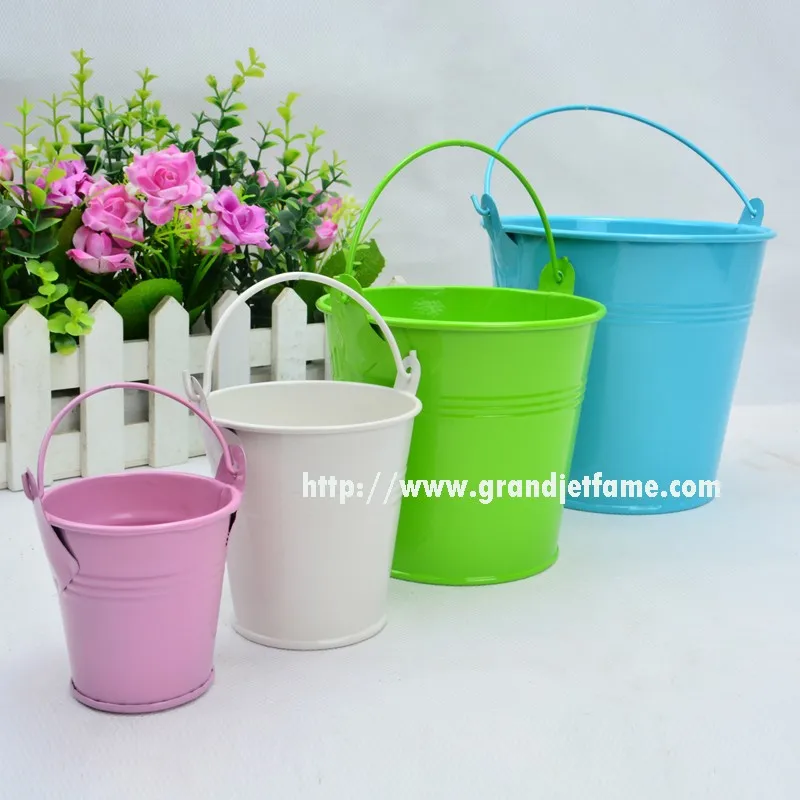 Galvanized Metal Flower Bucket With Handle Wholesale Decorative Pots ...