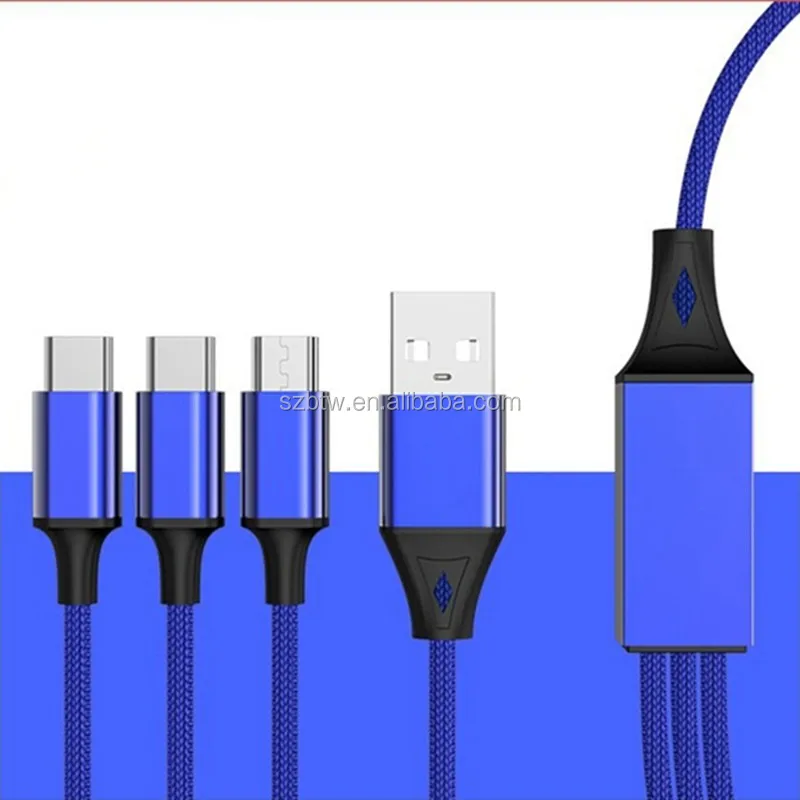 3 In 1 Multi Charger Cable Custom Logo Type C Mobile Phone Data Cable ...