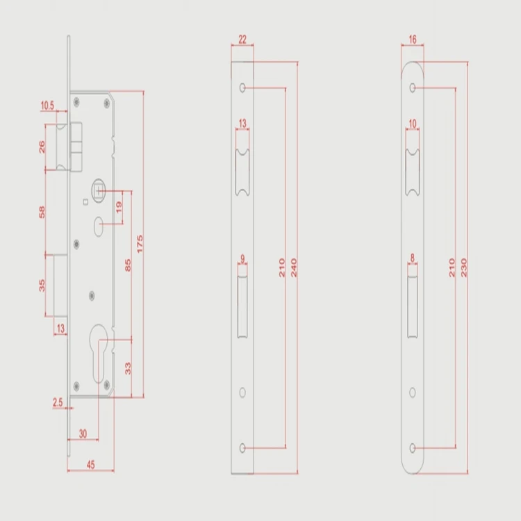 High Standard Modern Style 85mm Center Distance Steel Door Lock Body ...