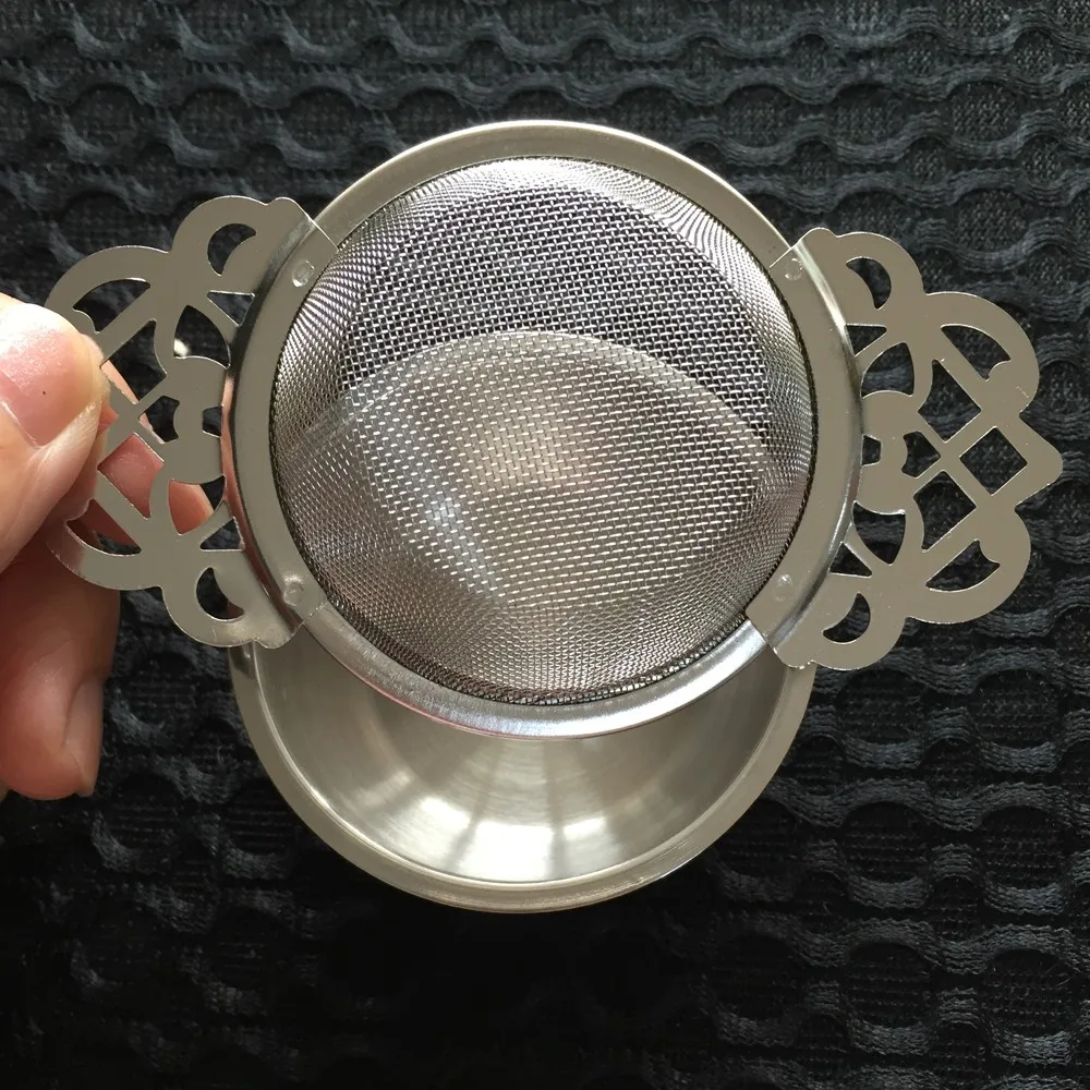 Stainless Steel Wire Mesh Filter Tea Strainer with Drip Bowl