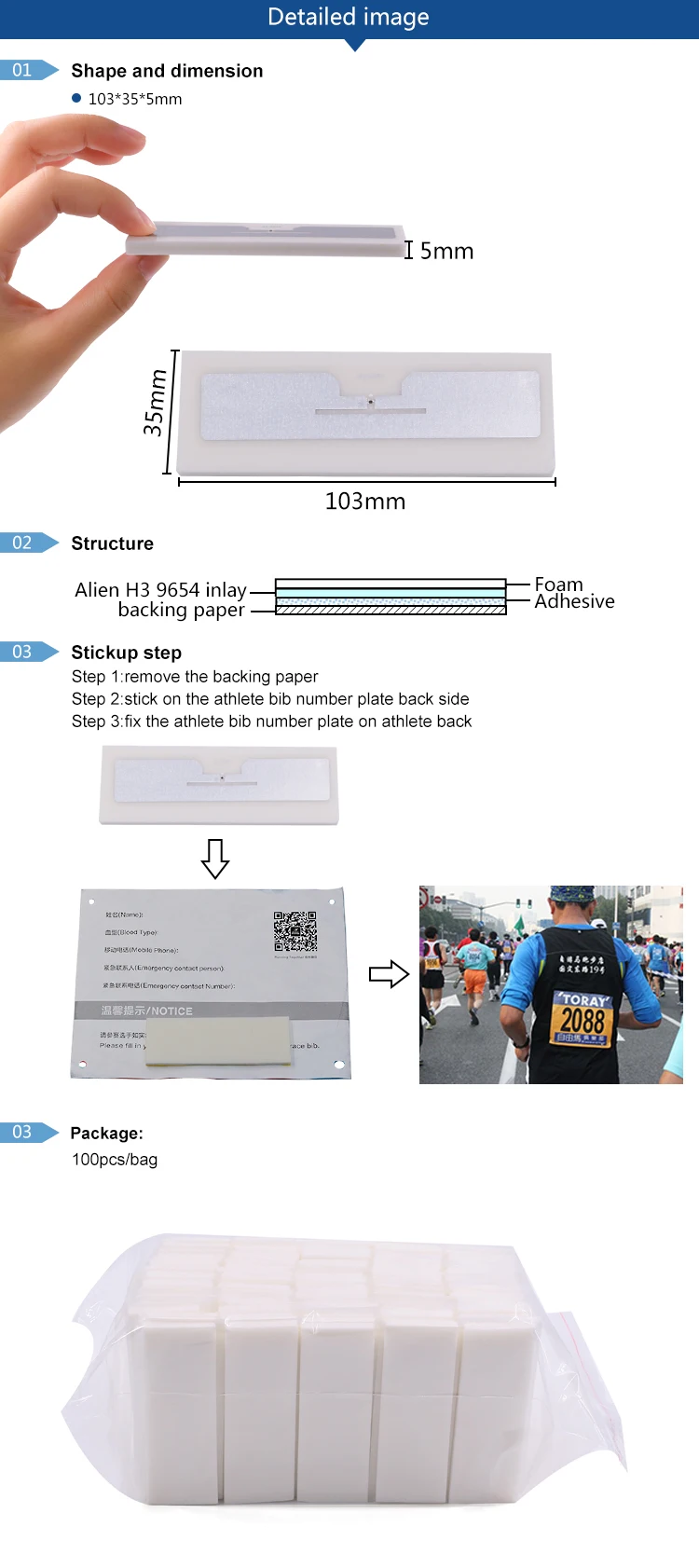 Chafon Rfid Marathon System Sports Epc-gen2 Rfid Alien H3 Bib ...
