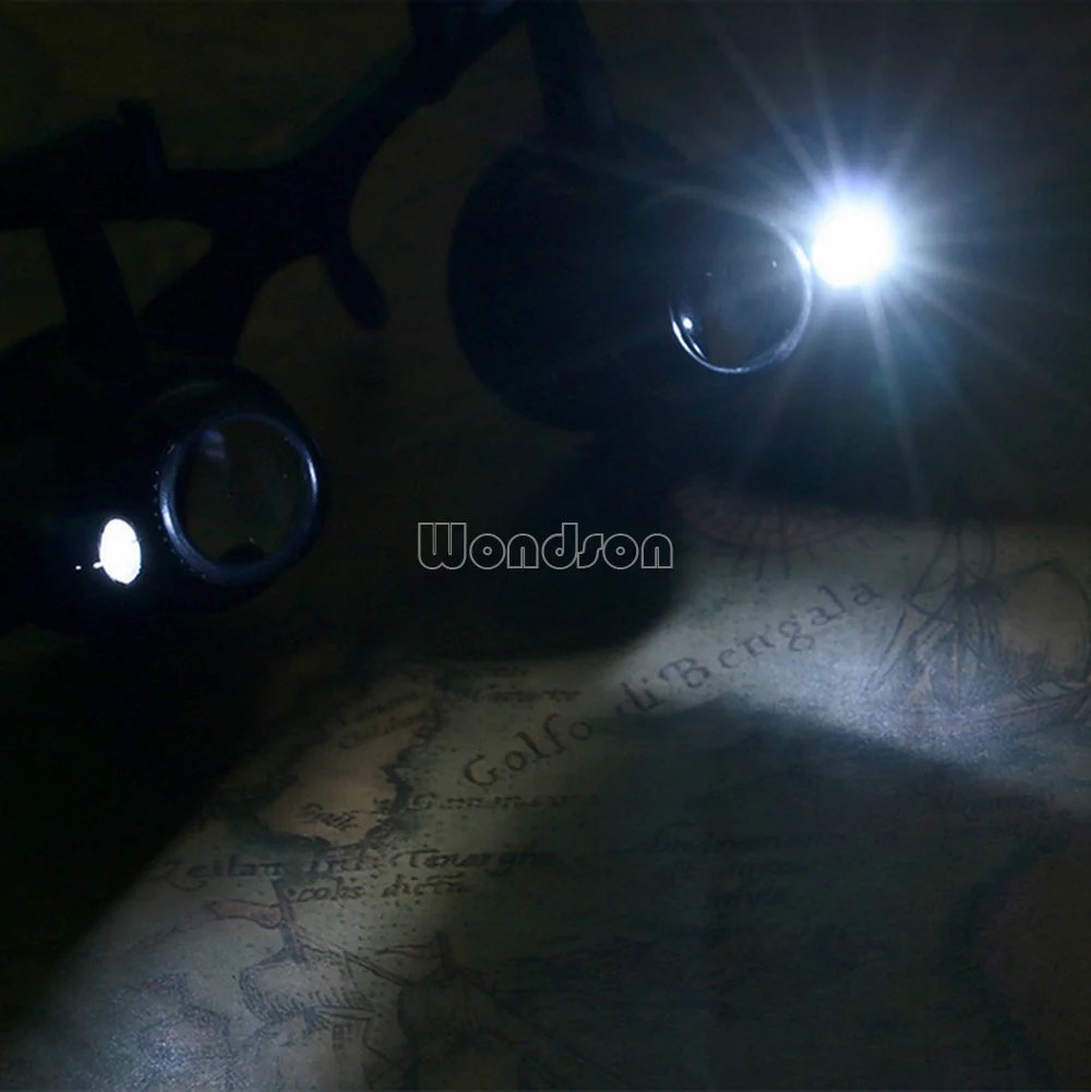 10x 15x 20x 25x Eye Wearing Magnifier Glasses Led Lights Loupe ...