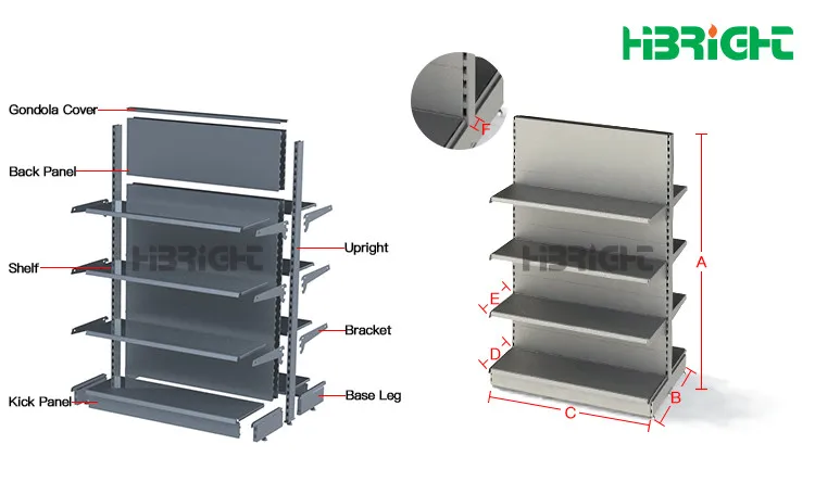 Retail Shelving System - Gondola Stand Shelf for Supermarket