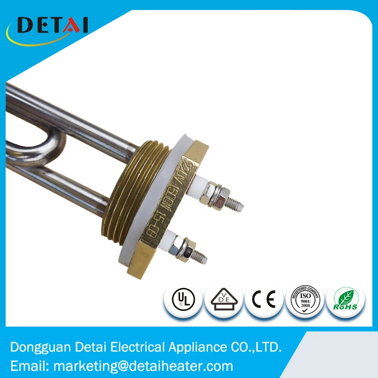 220v 1kw Immersion Heater With 1 1/4" Brass Flange Tubular Electric ...