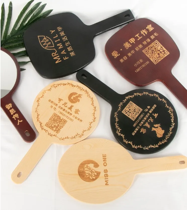 Wooden One Side Customize Shape Hand Mirror Personalized Custom Engrave ...
