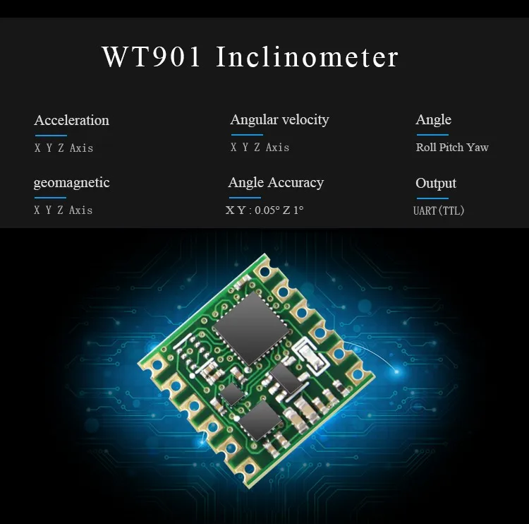 Wt901 High Precision Ahrs Mpu9250 3 Axis Angle Accelerometer Gyroscope Magnetic Field Vibration ...