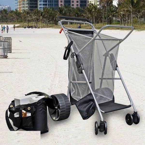 Beach Trolley Cart With Wheels Portable Sand Aluminum Sand Folding ...