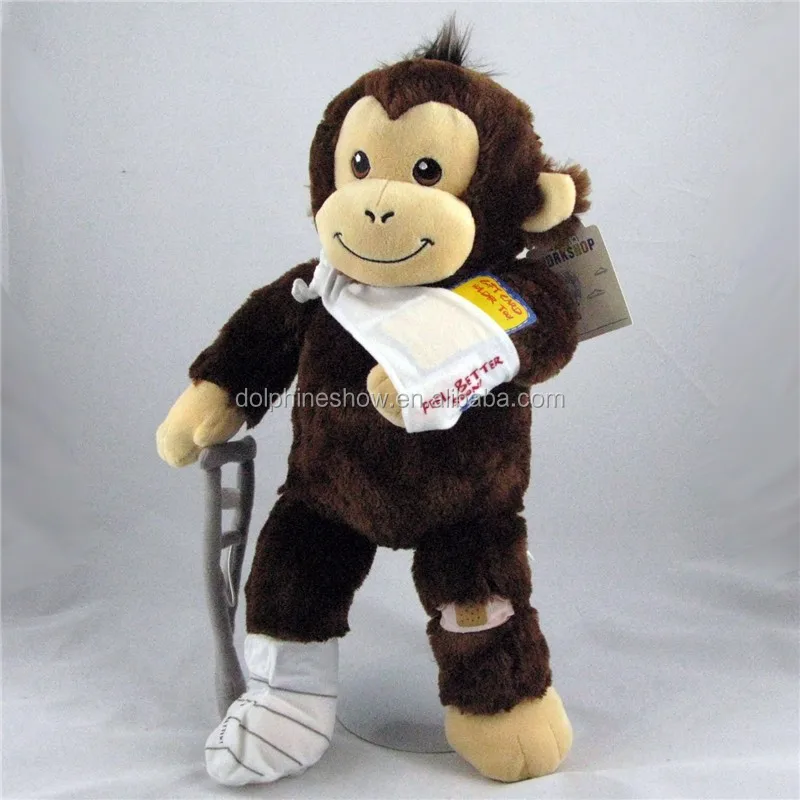 Funny Custom Plush Injured Monkey Toy With Bandage Promotional Hospital ...