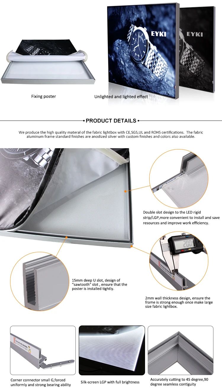 A2 Ultra Thin 40mm Depth Single Sided Aluminum Frame Fabric Poster ...