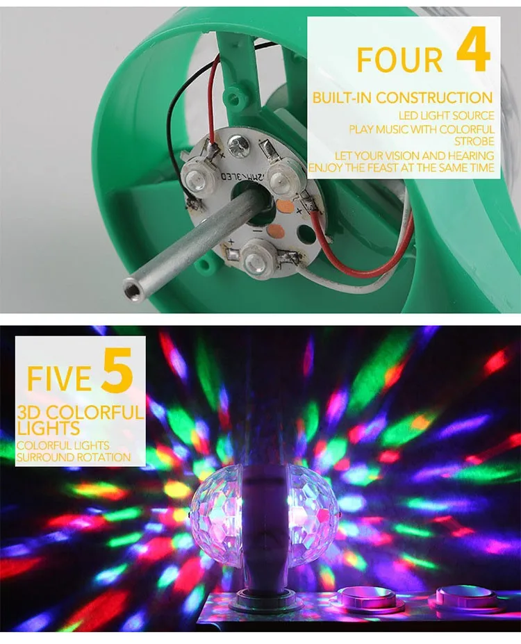 High Quality E27 Led Full Color Rotating Lamp Double Head Small Magic ...
