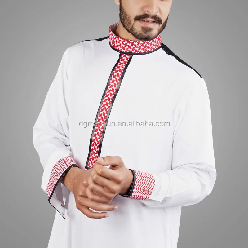Kurta Designs For Men White With Black White Arabic Thobe Jubba Design ...