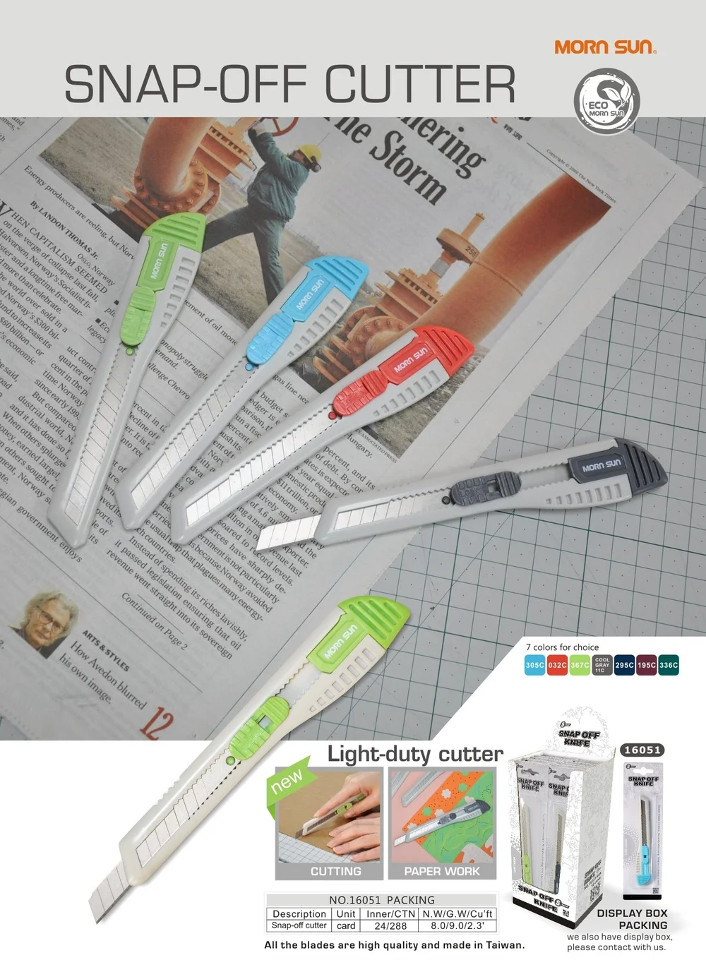 Eco Friendly Plastic Handle Knife Utility Snap Off Box Cutter Safety ...