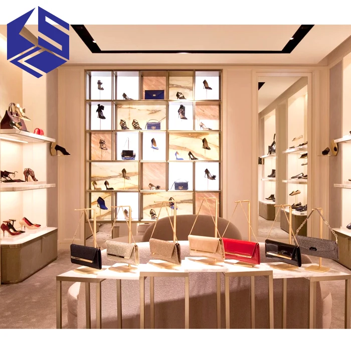 Fancy Design Ladies Shoes Store Wooden Shelf Commercial Shoe Display ...