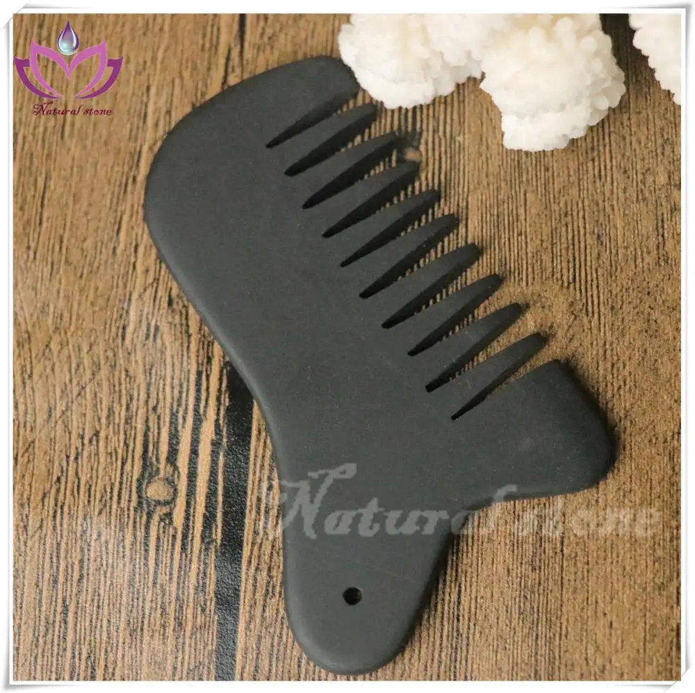 Multifunction Hand Polished Natural Bian Stone Comb Guasha Therapy Head ...