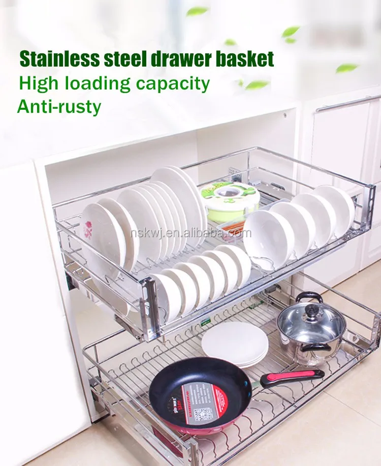 Bottle Pullout Kitchen Stainless Steel Pull Out Basket With Soft ...