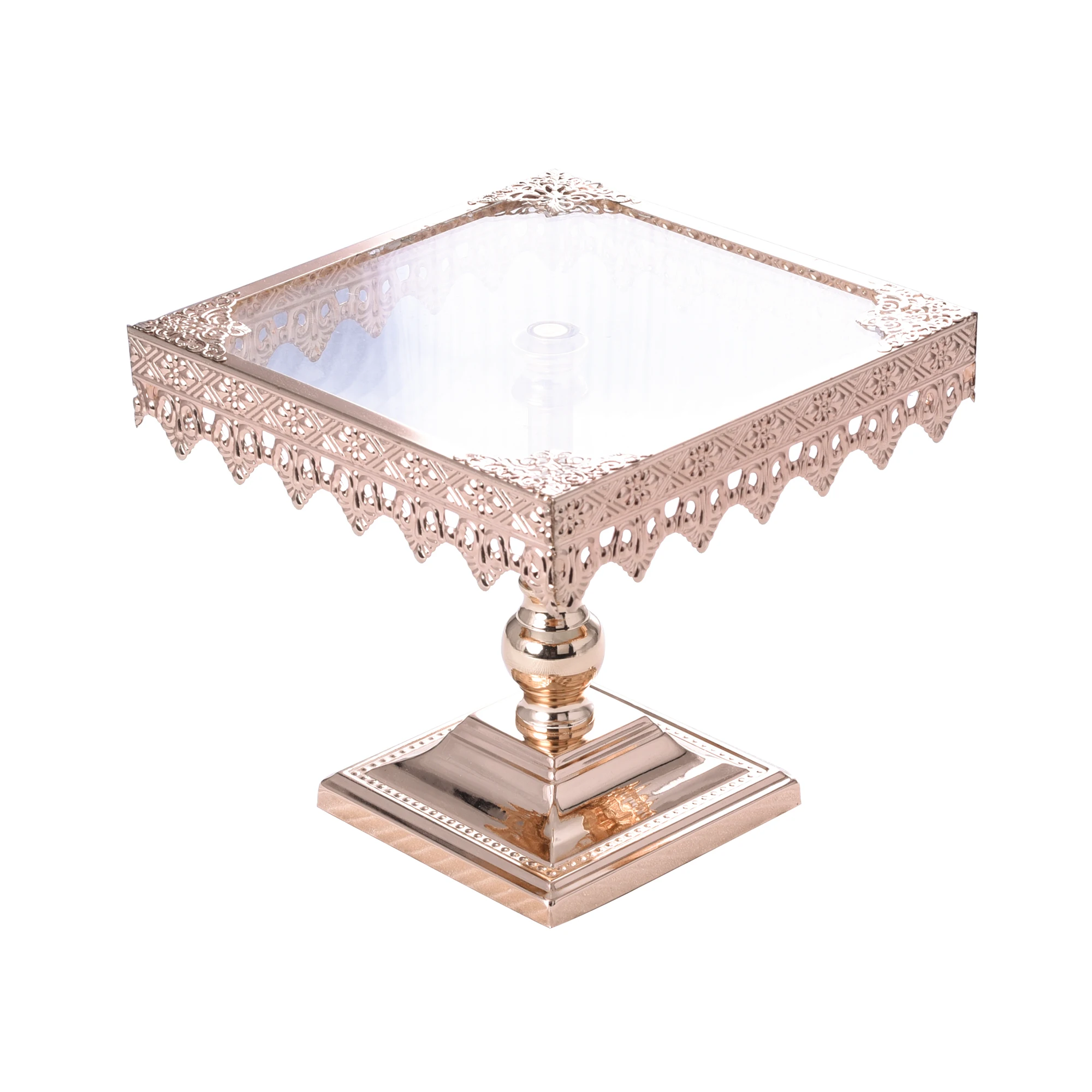 Wedding Decoration Gold Square Crystal Cake Table Stands For Wedding ...