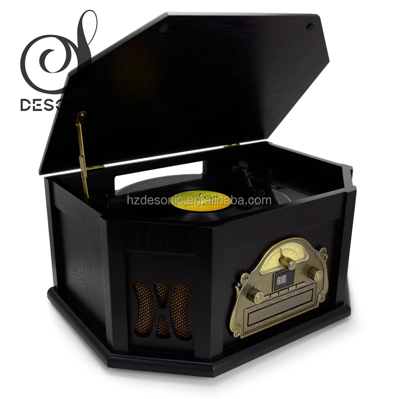 Ds-168 Wooden Nostalgic Cd Turntable Record Player And Radio With ...