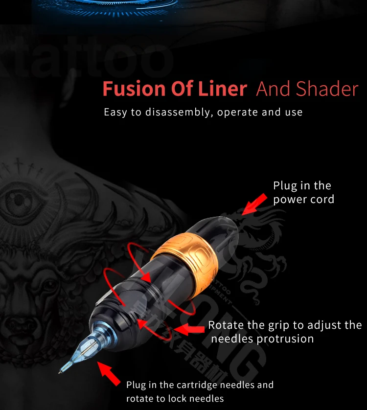 Yilong Professional Permanent Rotary Tattoo Machine / Pen For Liner ...