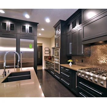 Joinery Factory Black 2pac Lacquer Painted Shaker Style Wooden Kitchen ...