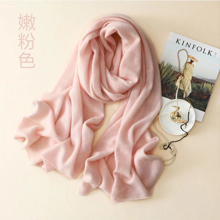 Women 100% Cashmere Pure Color Scarves Winter Ladies Cashmre Scarf ...