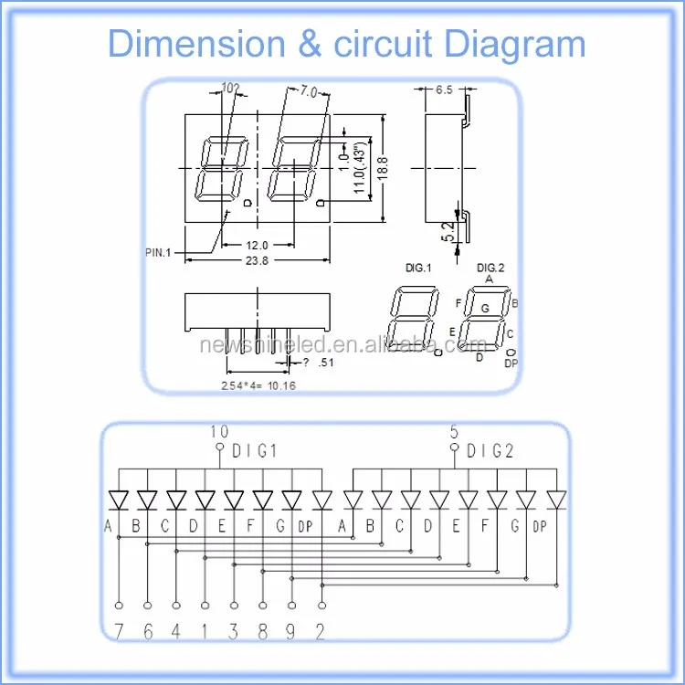 0.43 Inch Common Anode Led 7 Segment Led Display 2 Digits 7 Segment ...