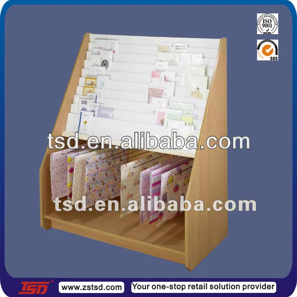 Custom Floor Wooden Rotating Greeting Card Display Stand,Poster Display ...