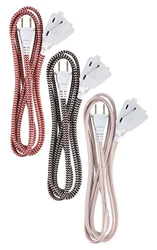 3-Outlet Extension Cord, 2 Prong Power Strip, Extra Long 6 Ft Cable ...