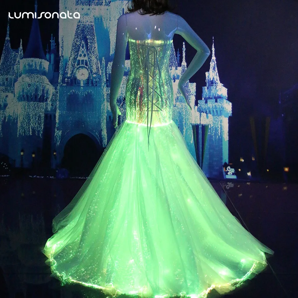 LED Light up Luminous Fiber Optic Wedding Dress - 5-12hrs Battery