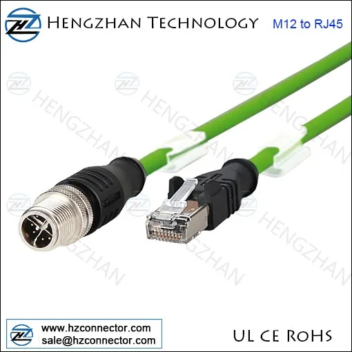 Profinet Cable Plugs Conector M12 D-coding Male Connector To Rj45 Male ...