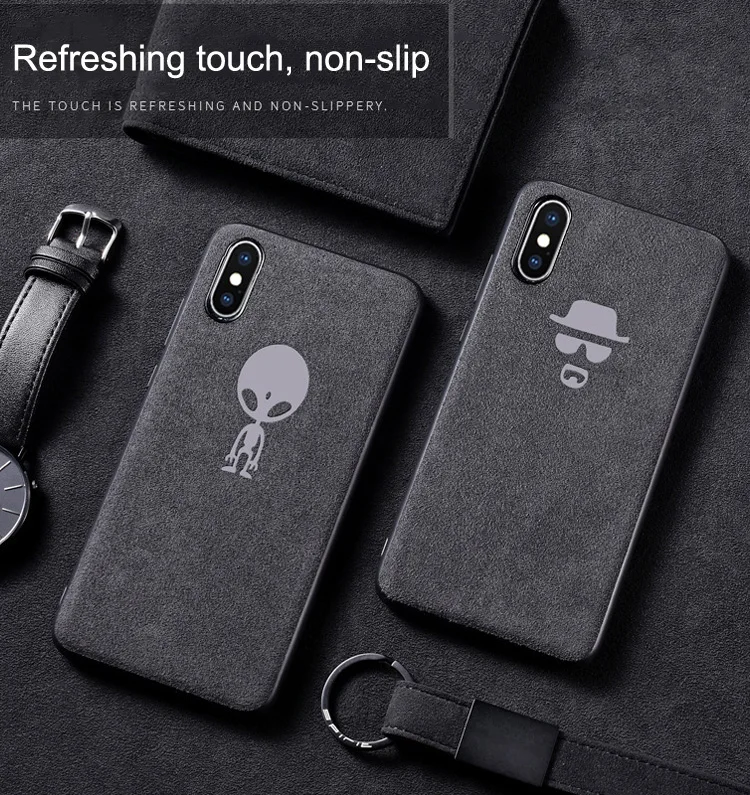 2019 New Custom Non-slip Plush Mobile Phone Back Cover Suede Fabric ...