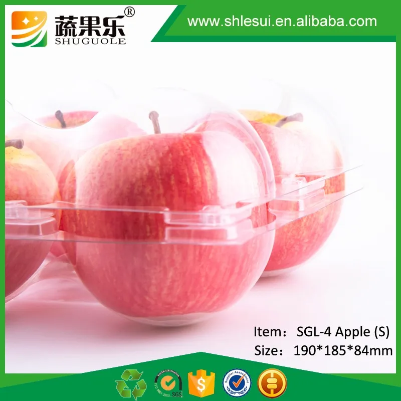 Foldable Clear Blister Plastic Apple Fruit Packaging Clamshell With 4 ...