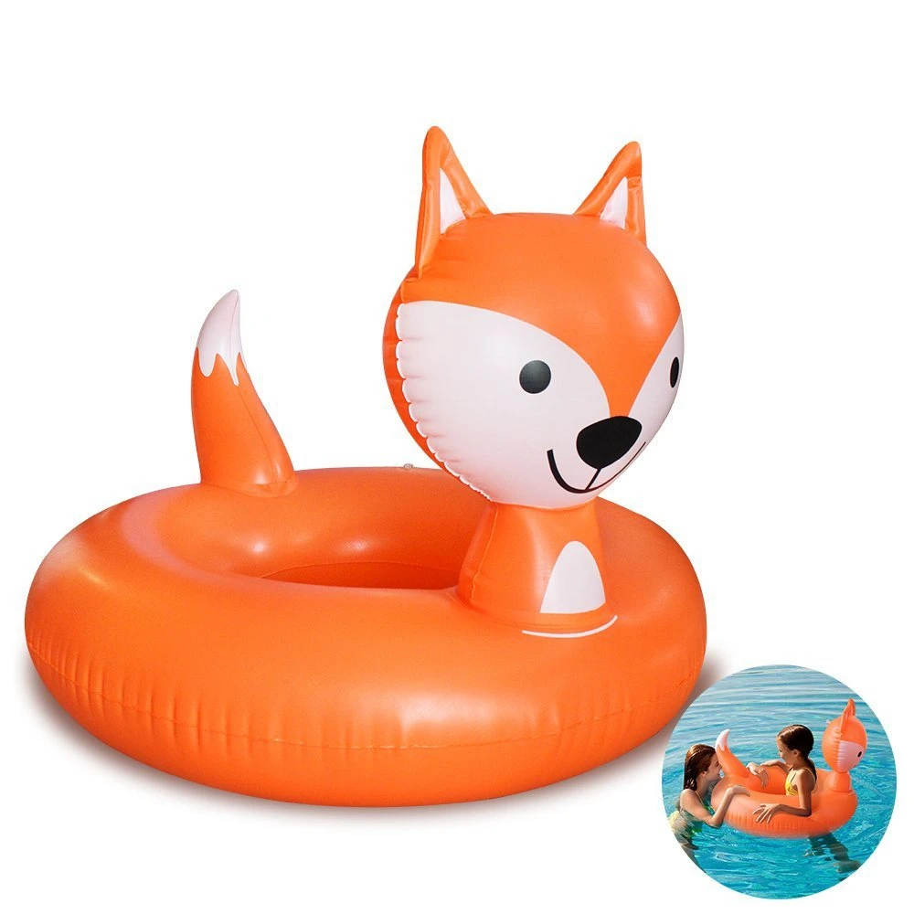 Cute Fox Shaped Inflatable Kids Swimming Ring Pool Float Ride-on Toys ...