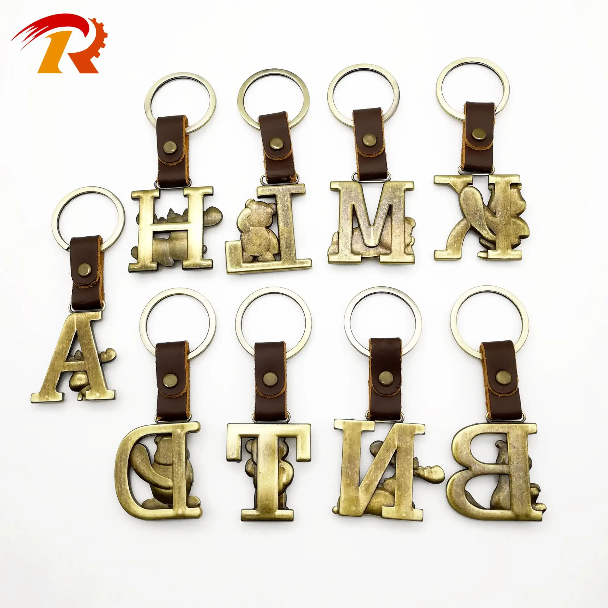 Classic Bronze Alphabet Letters Key Chain Keychain With Metal Plate ... Classic Bronze Alphabet Letters Key Chain Keychain With Metal Plate ...