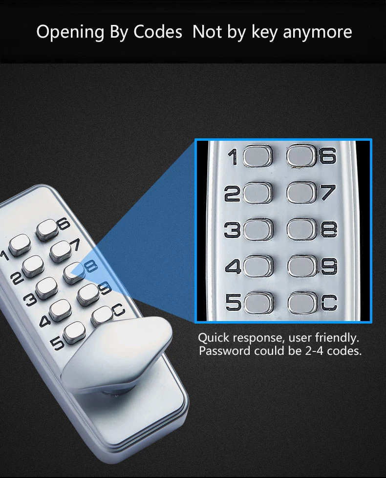 Mechanical Combination Pin Code Push Button Bathroom Keyless Digital ...