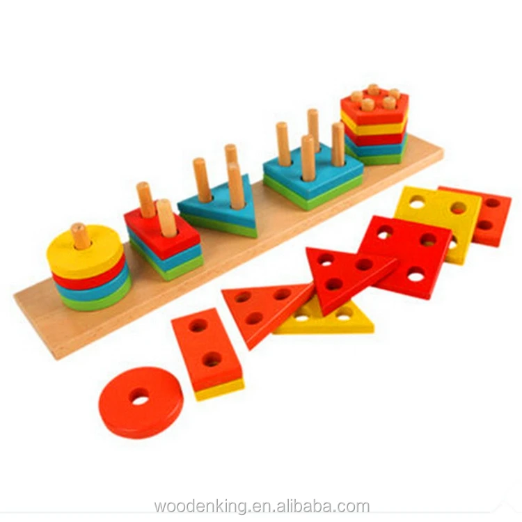 Beech Children Learn Early Teach Toys Wood Color Geometric Shaped ...